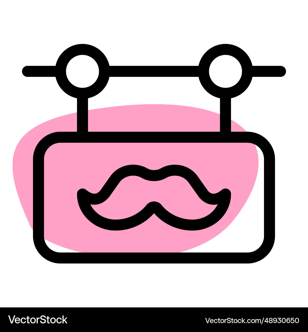 Dandy mustache logotype sign board hanging at Vector Image