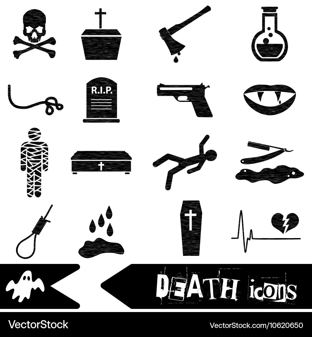 Death theme set black simple icons eps10 Vector Image
