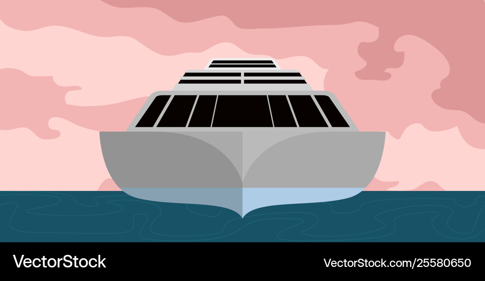 Front view a yacht in landscape Royalty Free Vector Image