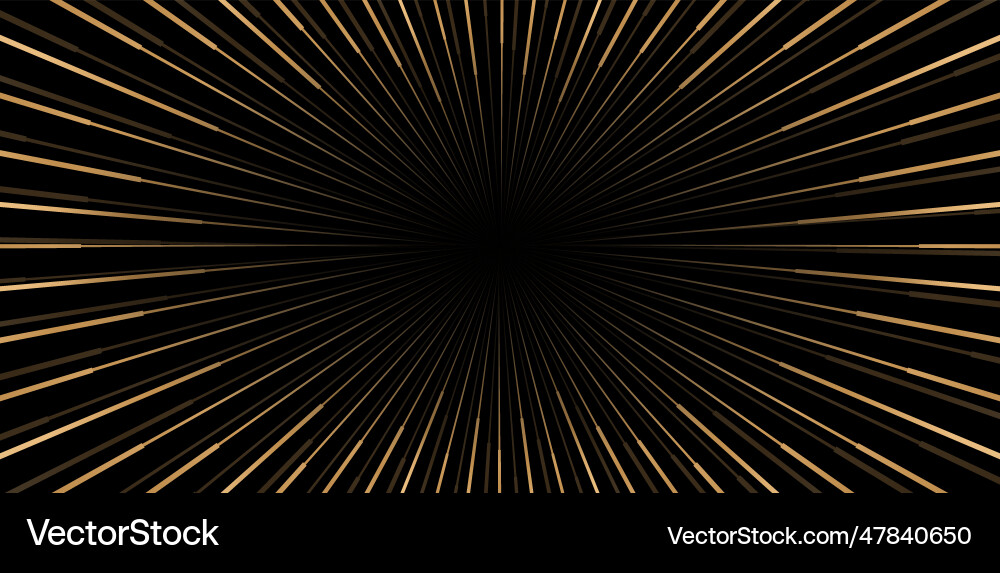 Golden lines striped rays on a black backgrounds Vector Image