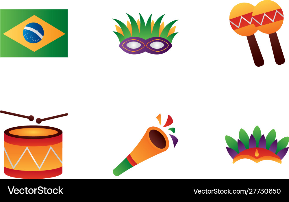 Isolated brazil icon set design Royalty Free Vector Image