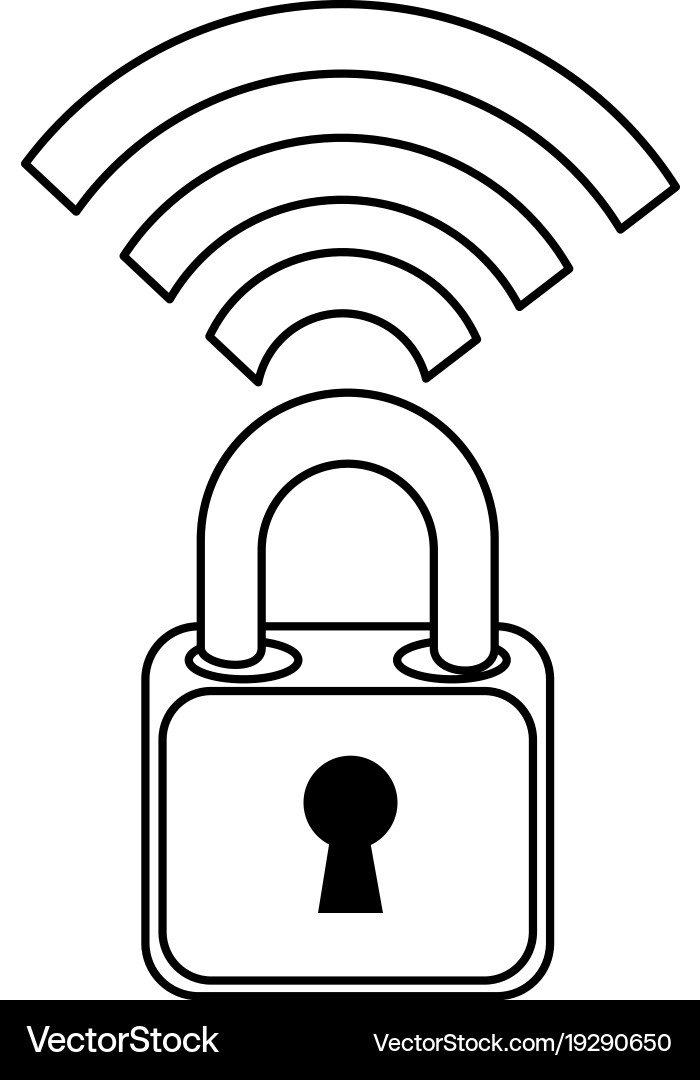 Padlock with wifi signal Royalty Free Vector Image