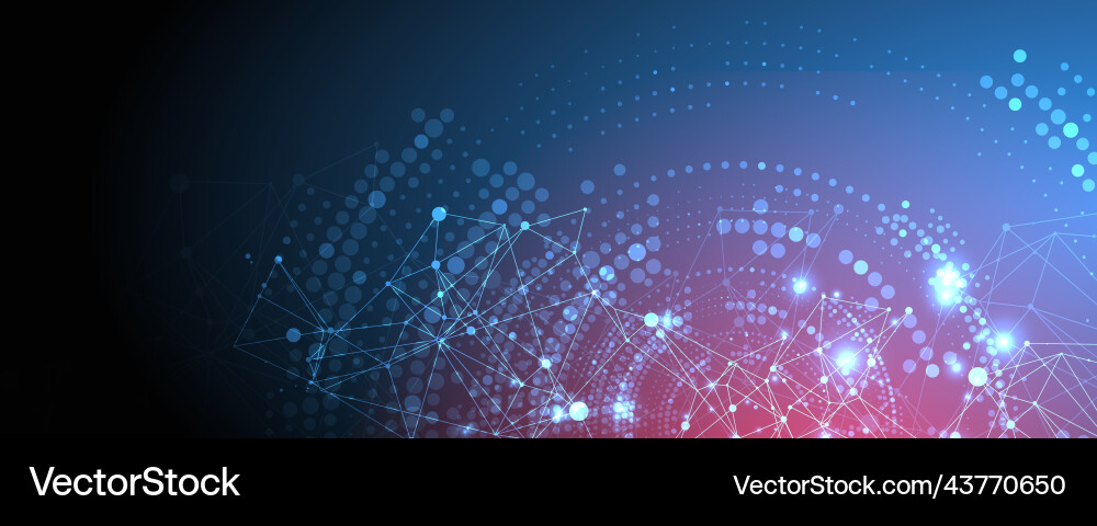 Polygonal science background with connecting dots Vector Image