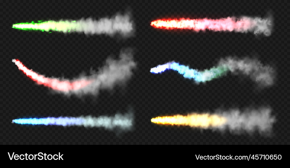 Realistic colorful space rocket trails festive Vector Image
