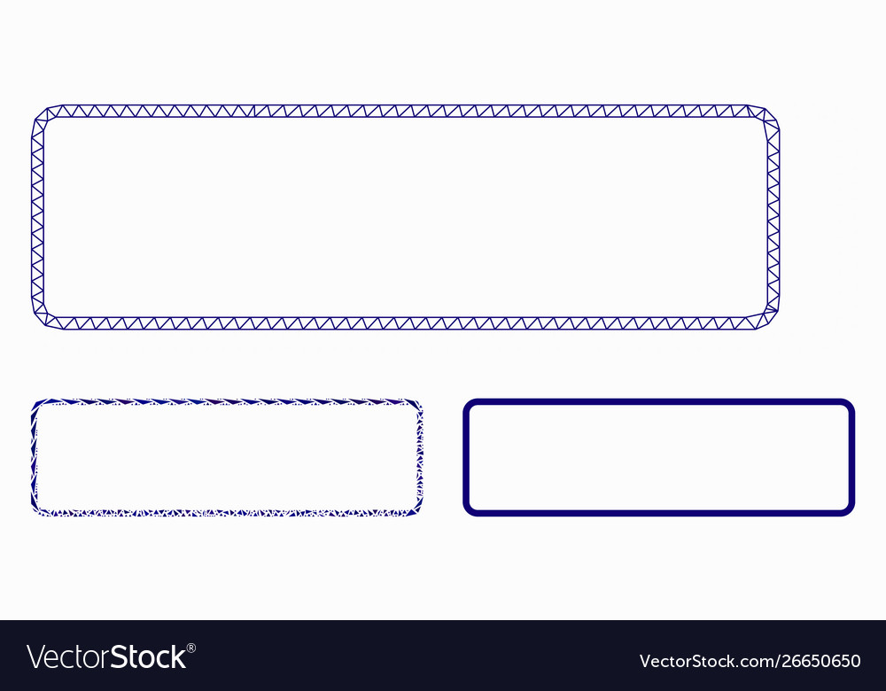 Rounded Rectangle Frame Mesh Carcass Model Vector Image
