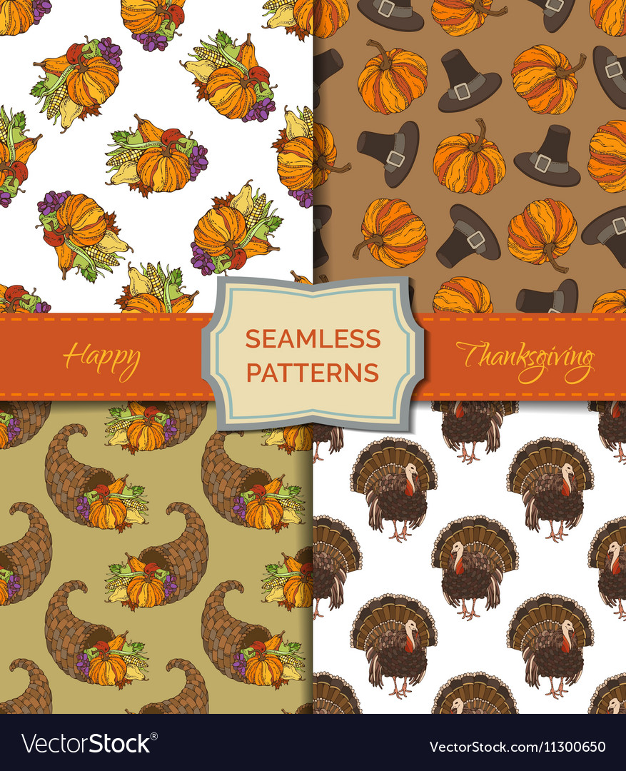 Set of seamless thanksgiving patterns Royalty Free Vector