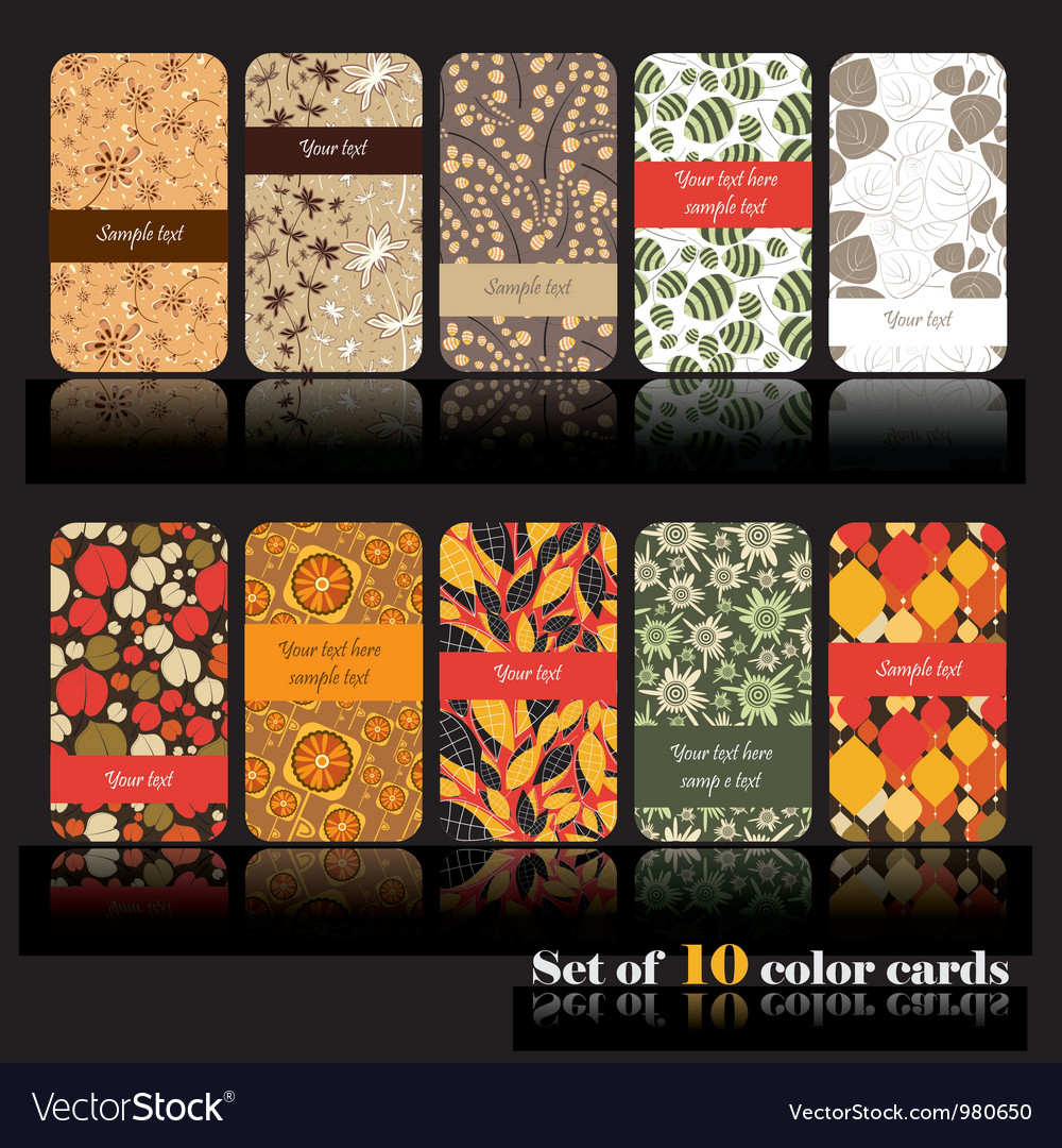 Set of ten floral cards Royalty Free Vector Image