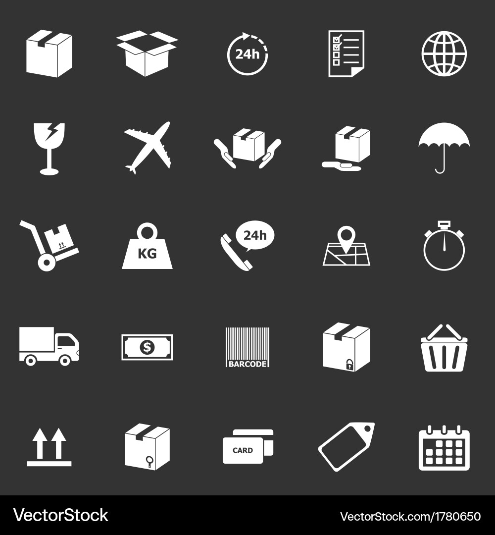 Shipping icons on black background Royalty Free Vector Image