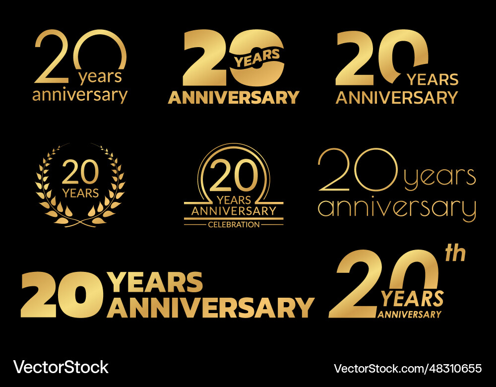 20 years anniversary icon or logo set 20th Vector Image