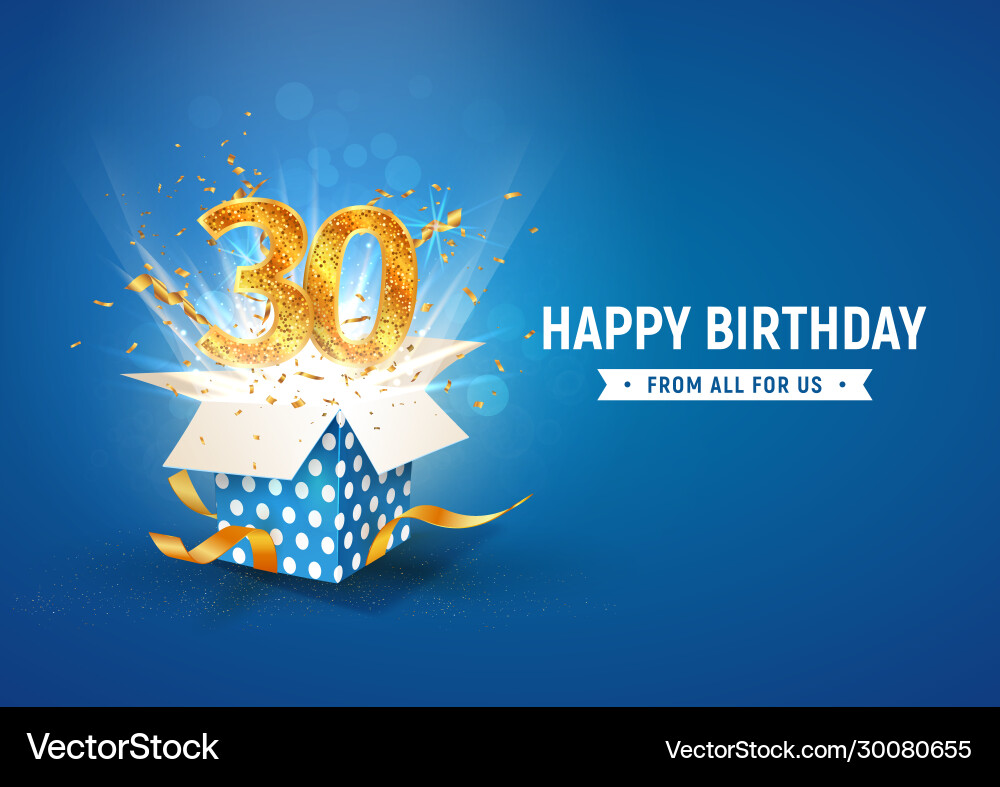 30 th years anniversary banner with open burst Vector Image