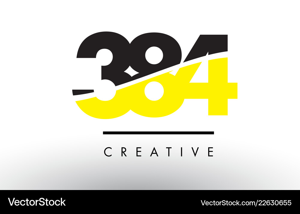 384 black and yellow number logo design Royalty Free Vector