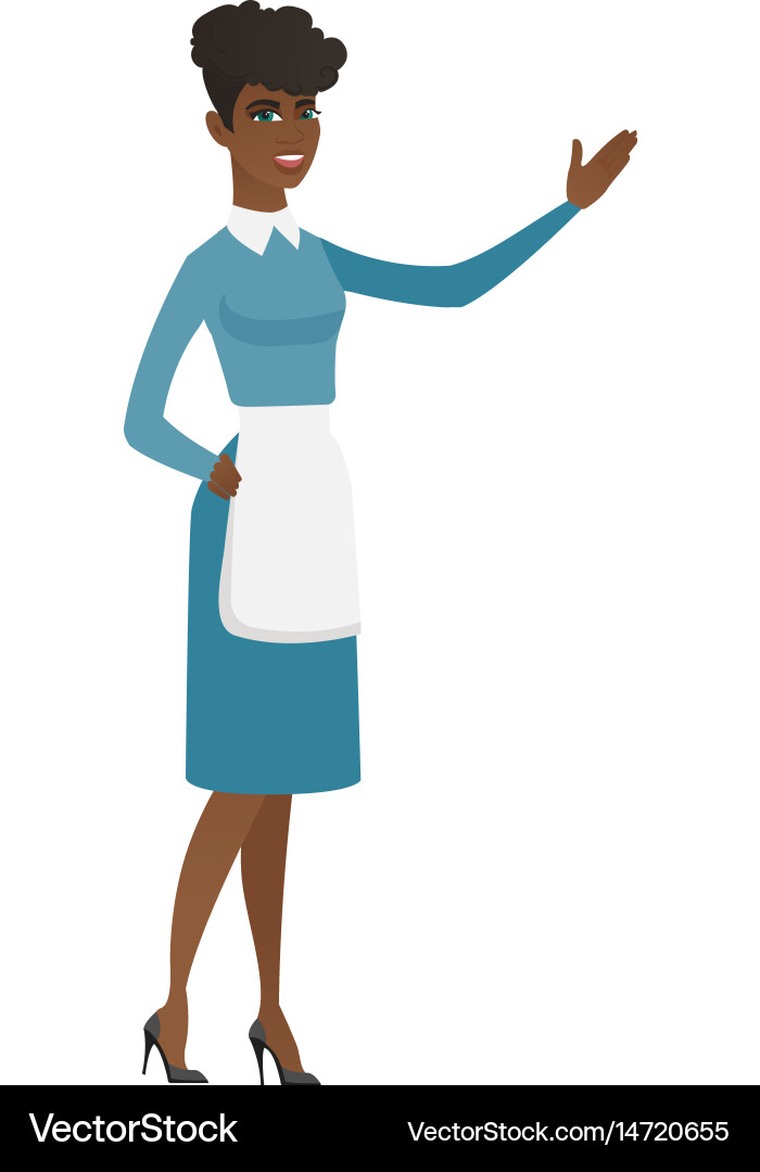 African cleaner pointing at something by hand Vector Image