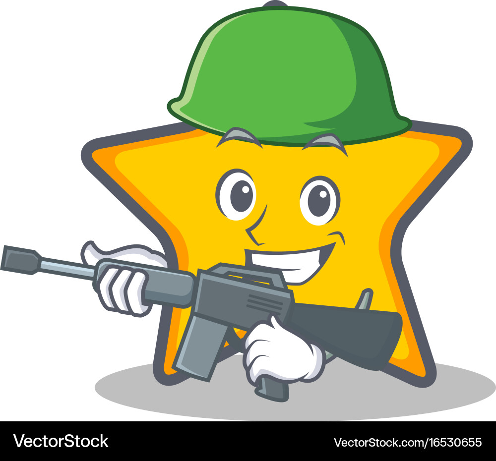 Army star character cartoon style Royalty Free Vector Image