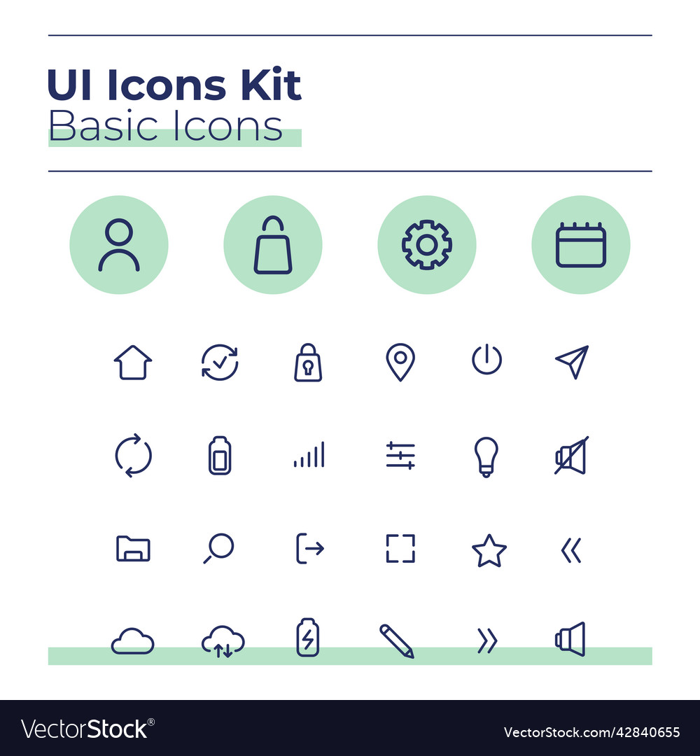 Basic ui icons kit Royalty Free Vector Image - VectorStock