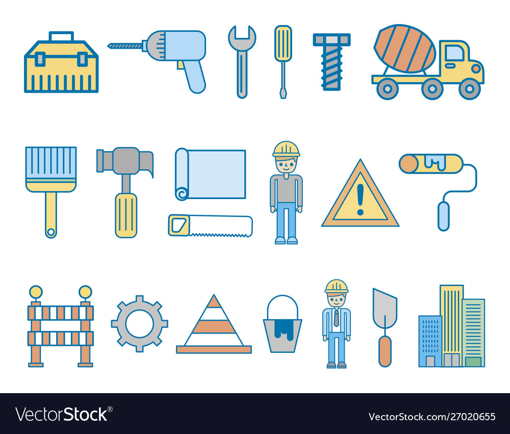 Bundle construction set icons Royalty Free Vector Image