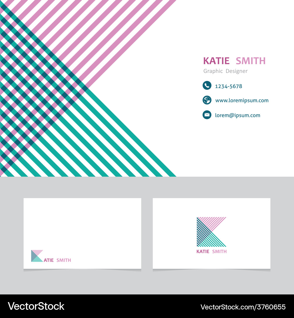Business card template with a letter k Royalty Free Vector