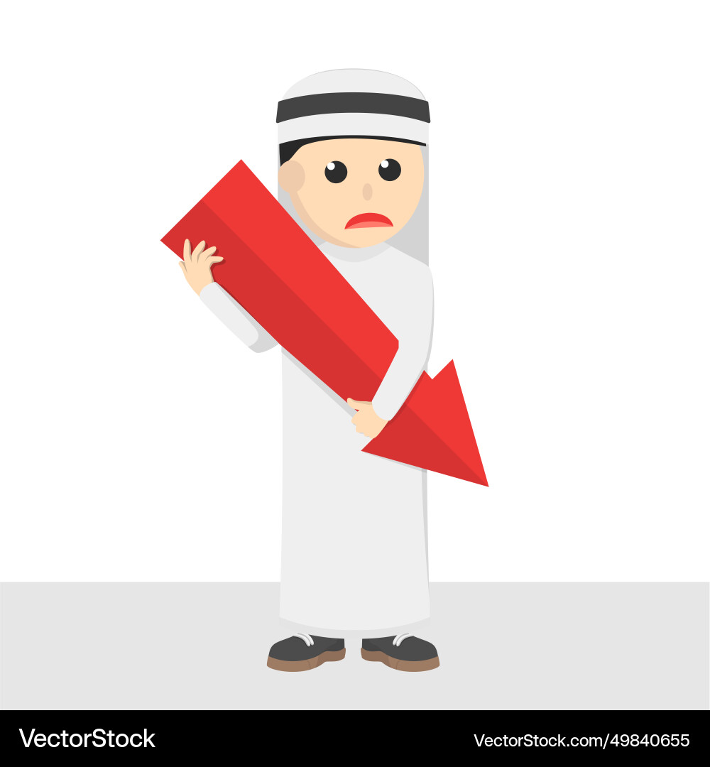 Businessman arabian hold down arrow Royalty Free Vector