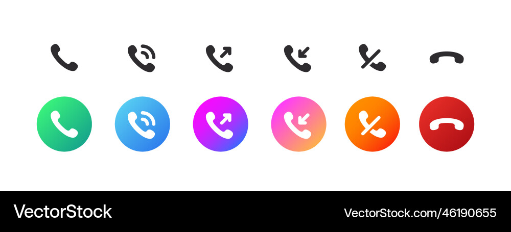 Call icons phone accept and decline Royalty Free Vector