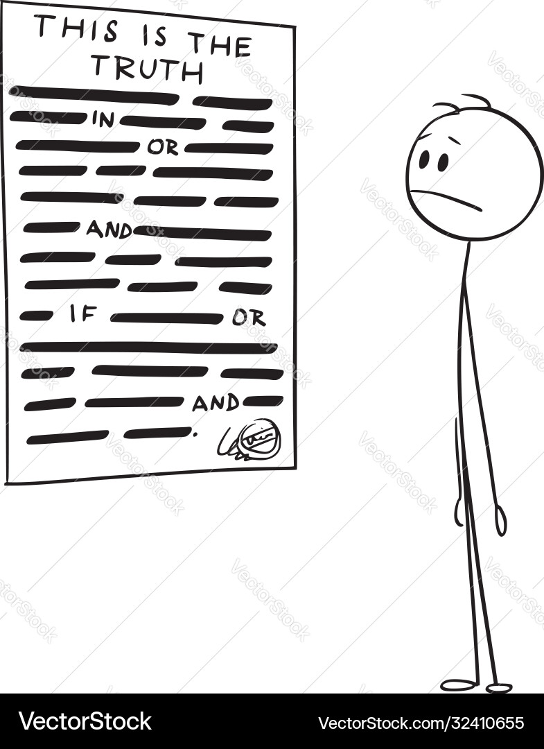 Cartoon man reading censored statement the Vector Image