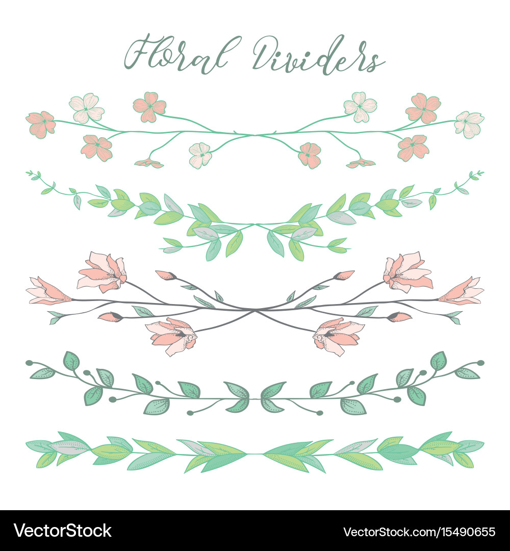 Colorful dividers with branches plants Royalty Free Vector
