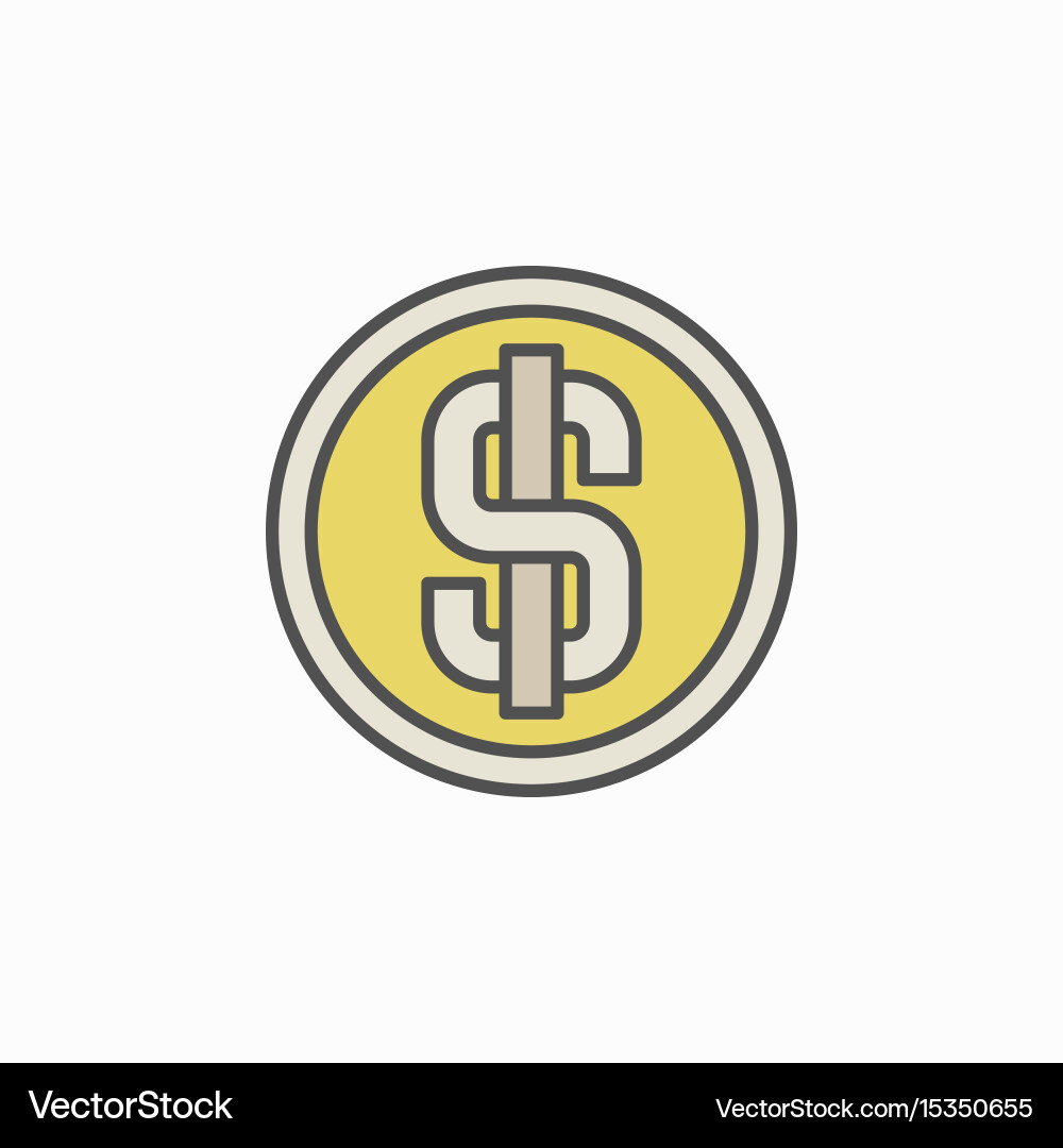 Colorful dollar coin icon Royalty Free Vector Image