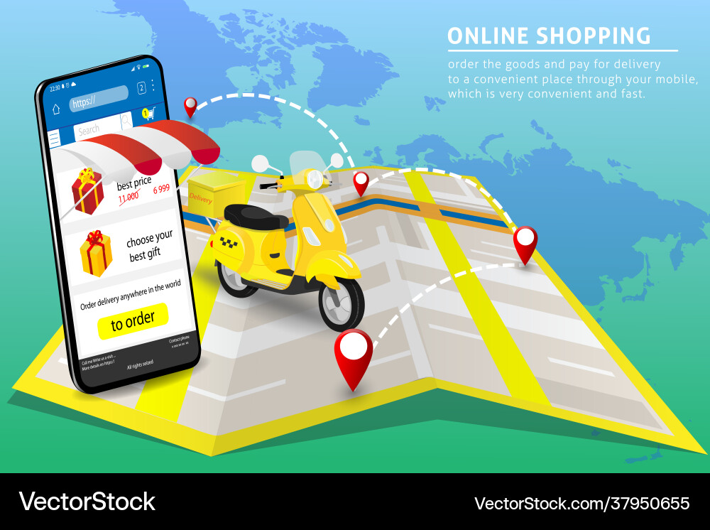 Delivery online tracking isometric banner concept Vector Image