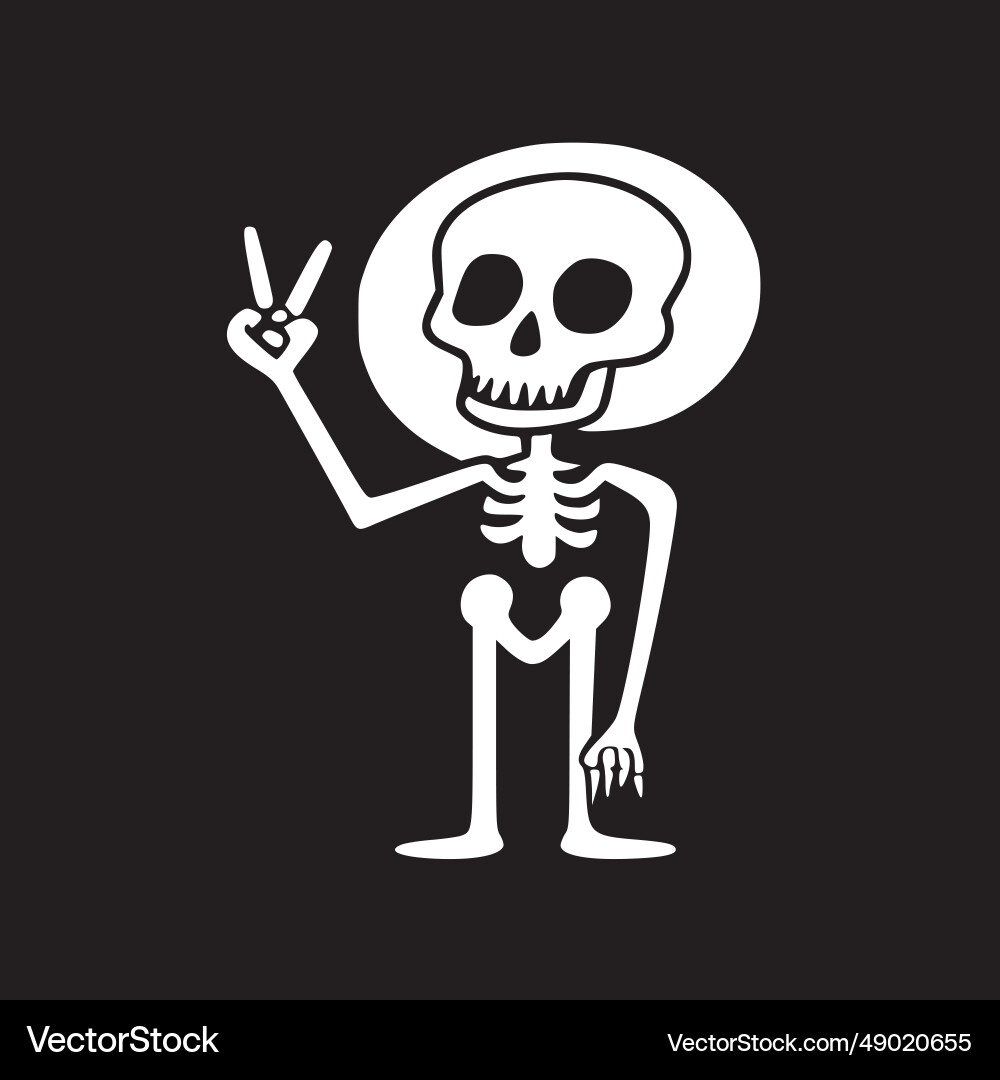 Skeleton peace sign - minimalist and flat logo Vector Image