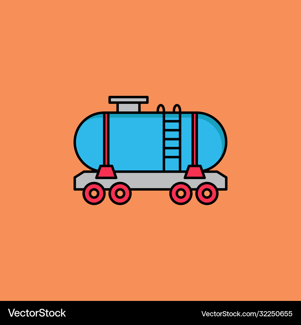 Tank wagon filled outline icon construction and Vector Image