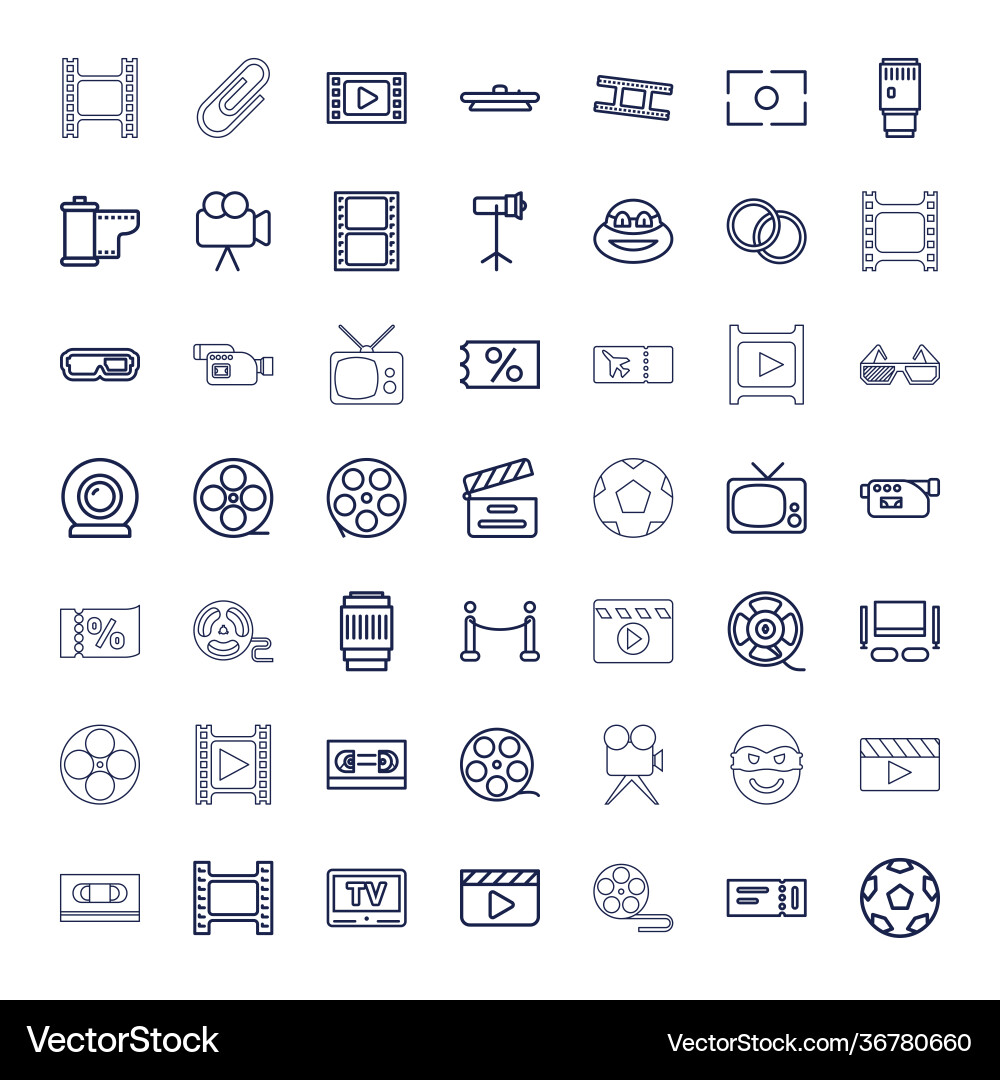 49 movie icons Royalty Free Vector Image - VectorStock