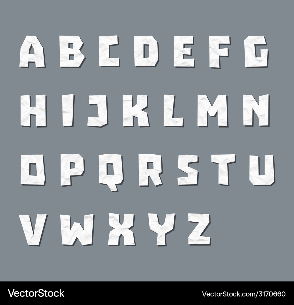 Alphabet in paper style Royalty Free Vector Image