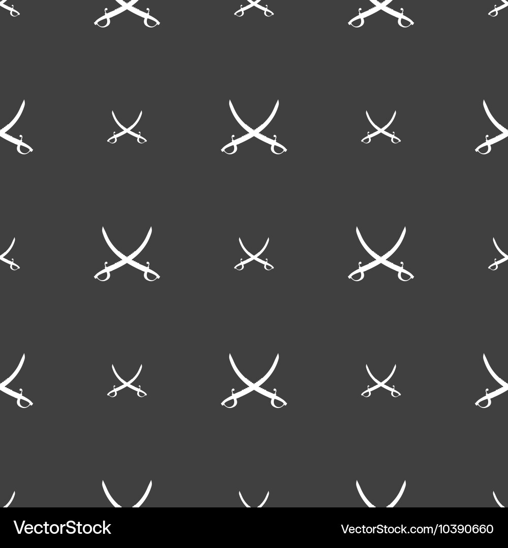 Crossed saber sign seamless pattern on a gray Vector Image
