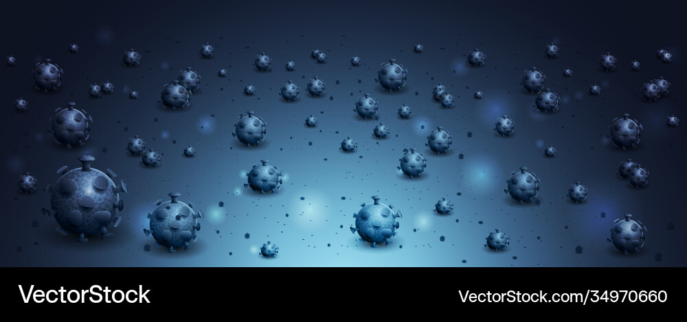 Dead viruses and coronavirus bacteria on dark Vector Image