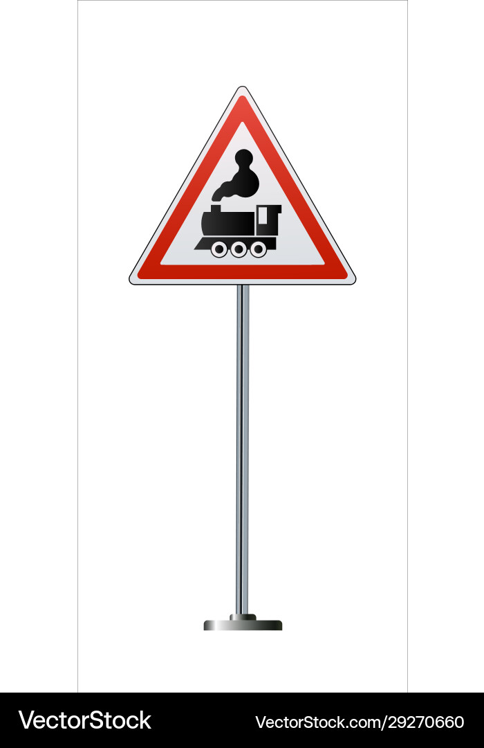 Detailed railway warning signs isolated Royalty Free Vector