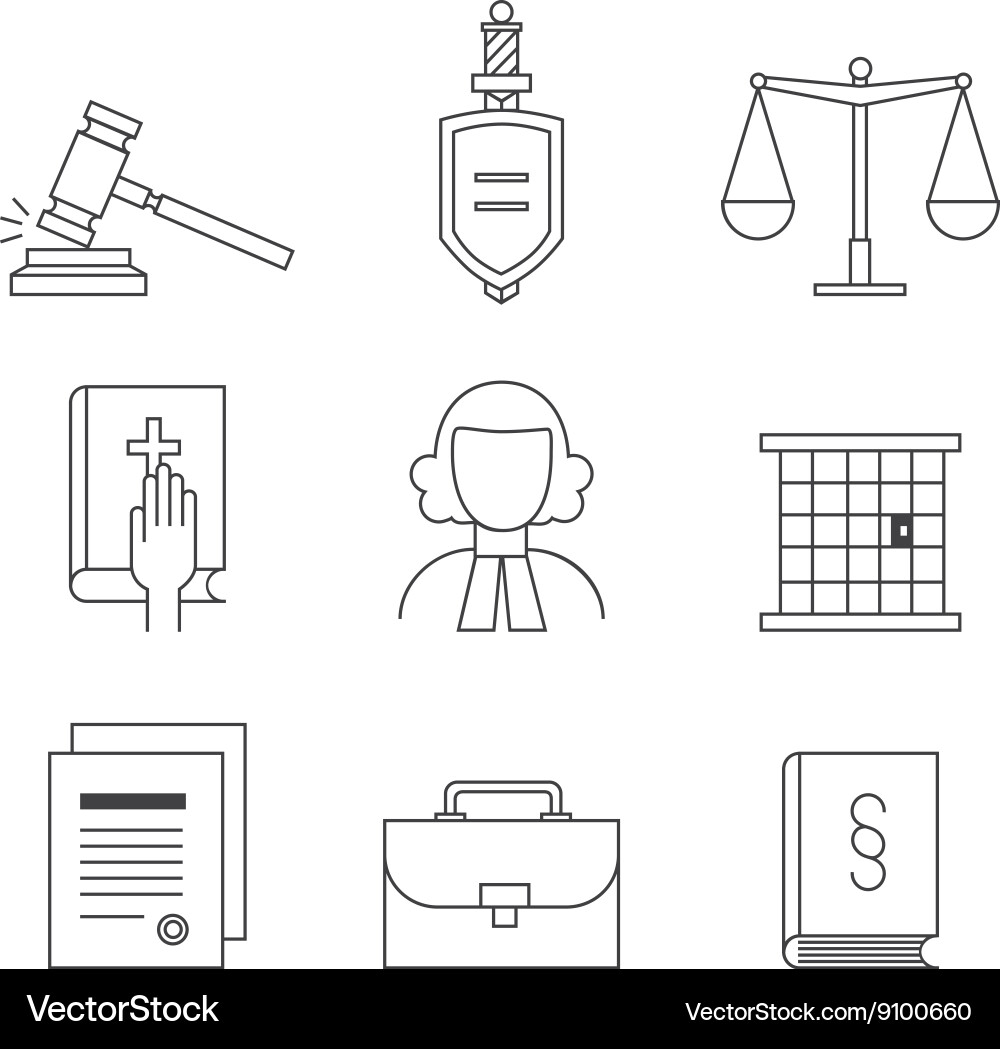 Law and justice icon set suitable for info Vector Image