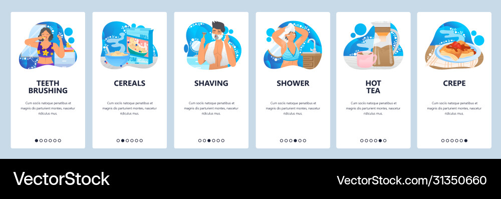 Morning routine website and mobile app onboarding Vector Image
