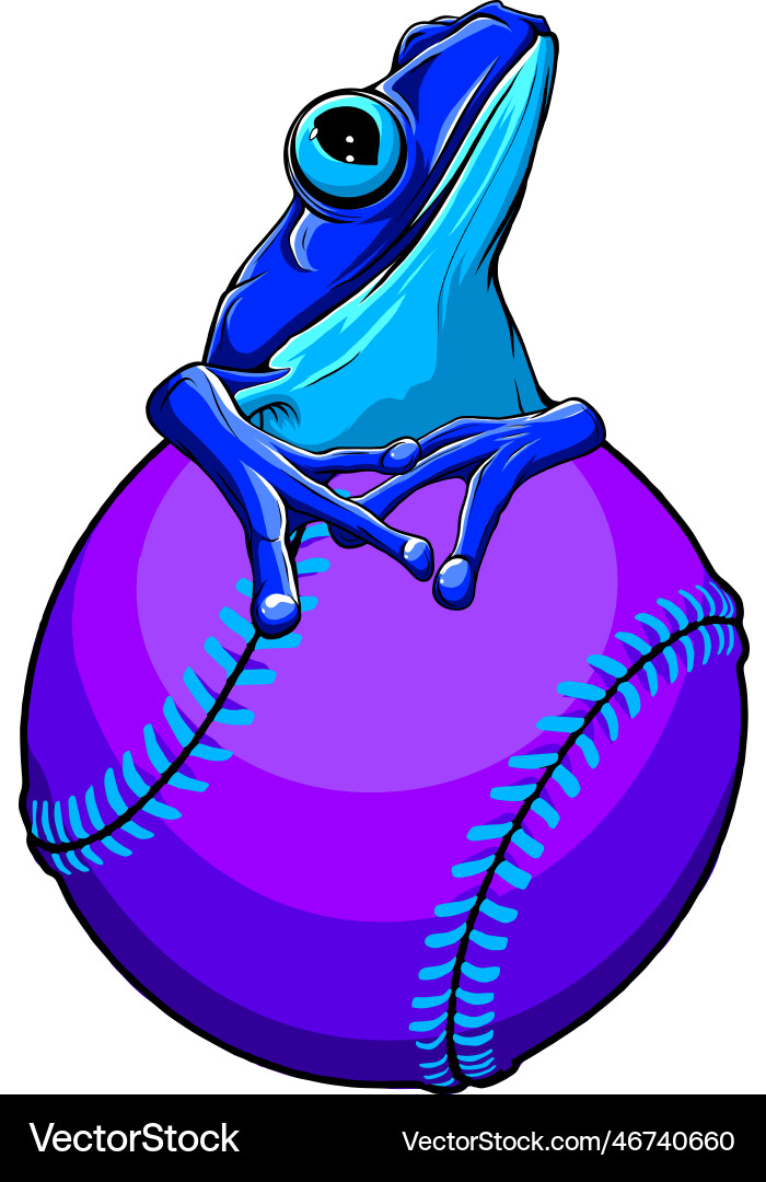 Of frog on baseball ball Royalty Free Vector Image