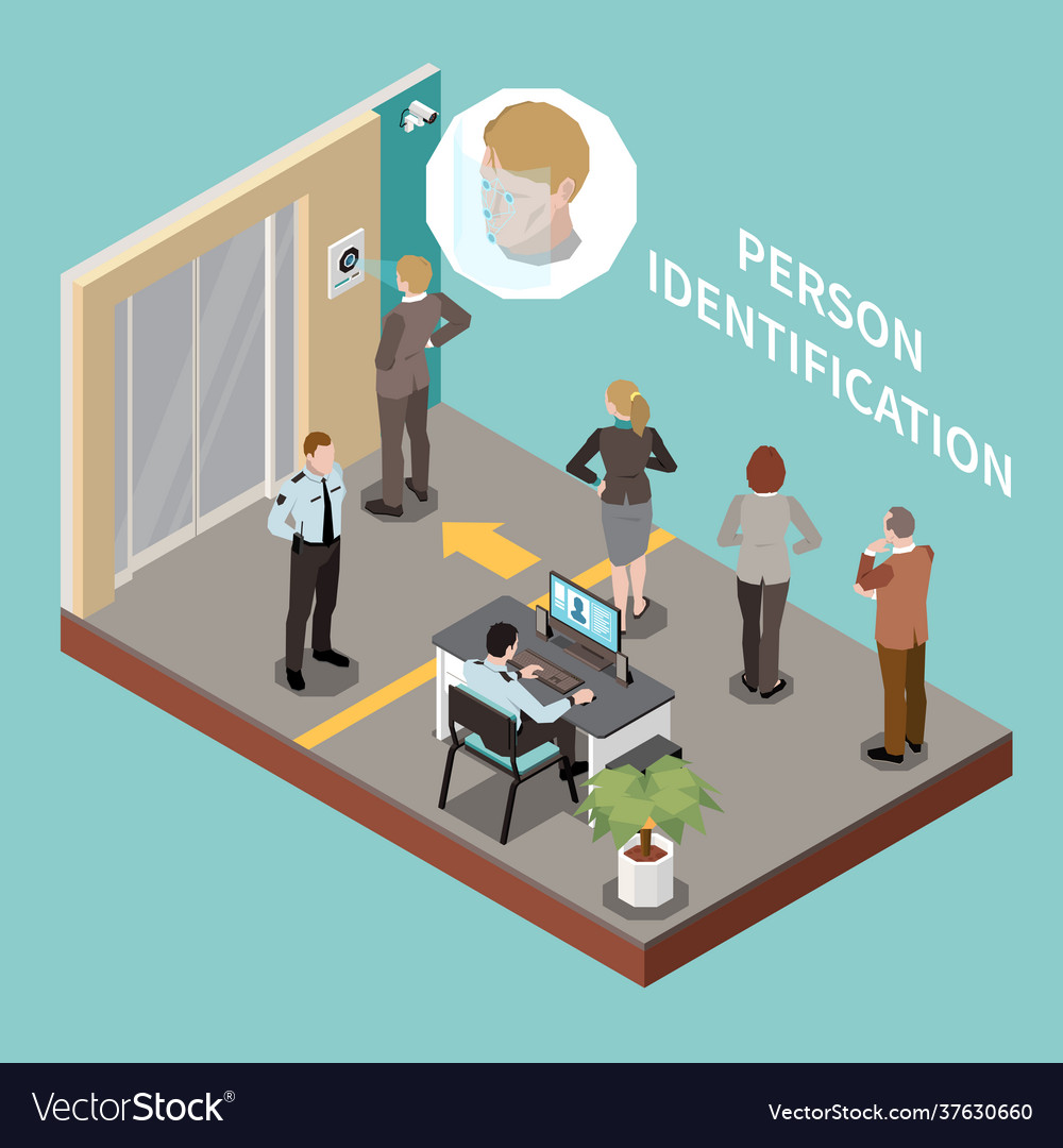 Persons identification isometric composition Vector Image