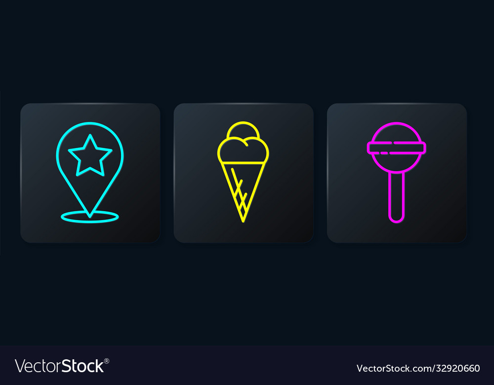 Set line map pointer with star lollipop and ice Vector Image Set line map pointer with star lollipop and ice Vector Image