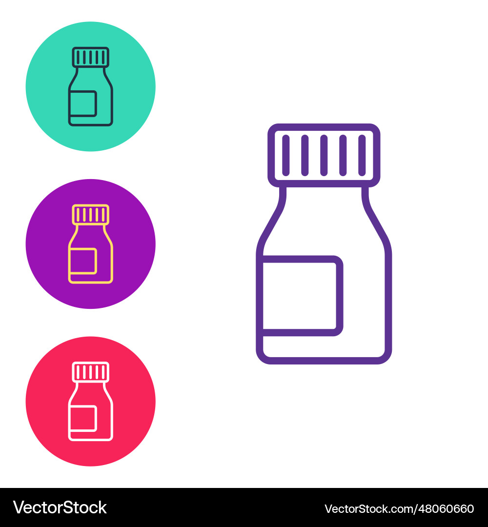 Set line vitamin complex of pill capsule icon Vector Image