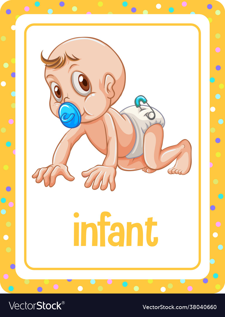 Vocabulary flashcard with word infant Royalty Free Vector
