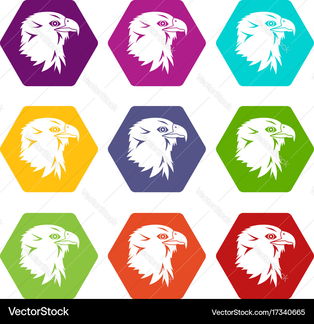 Eagle icon set color hexahedron Royalty Free Vector Image