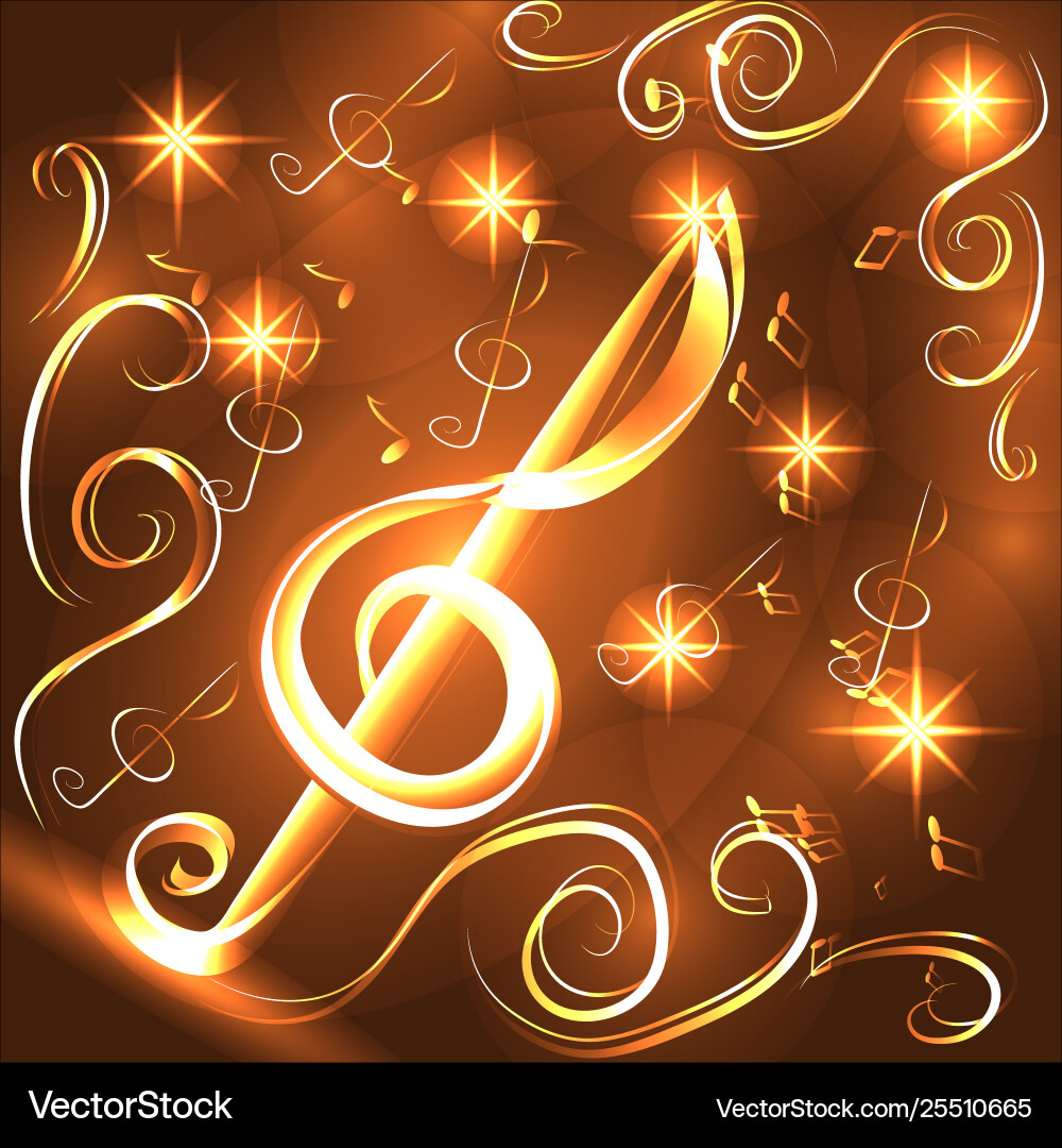Elegant luminous contour treble clef Royalty Free Vector