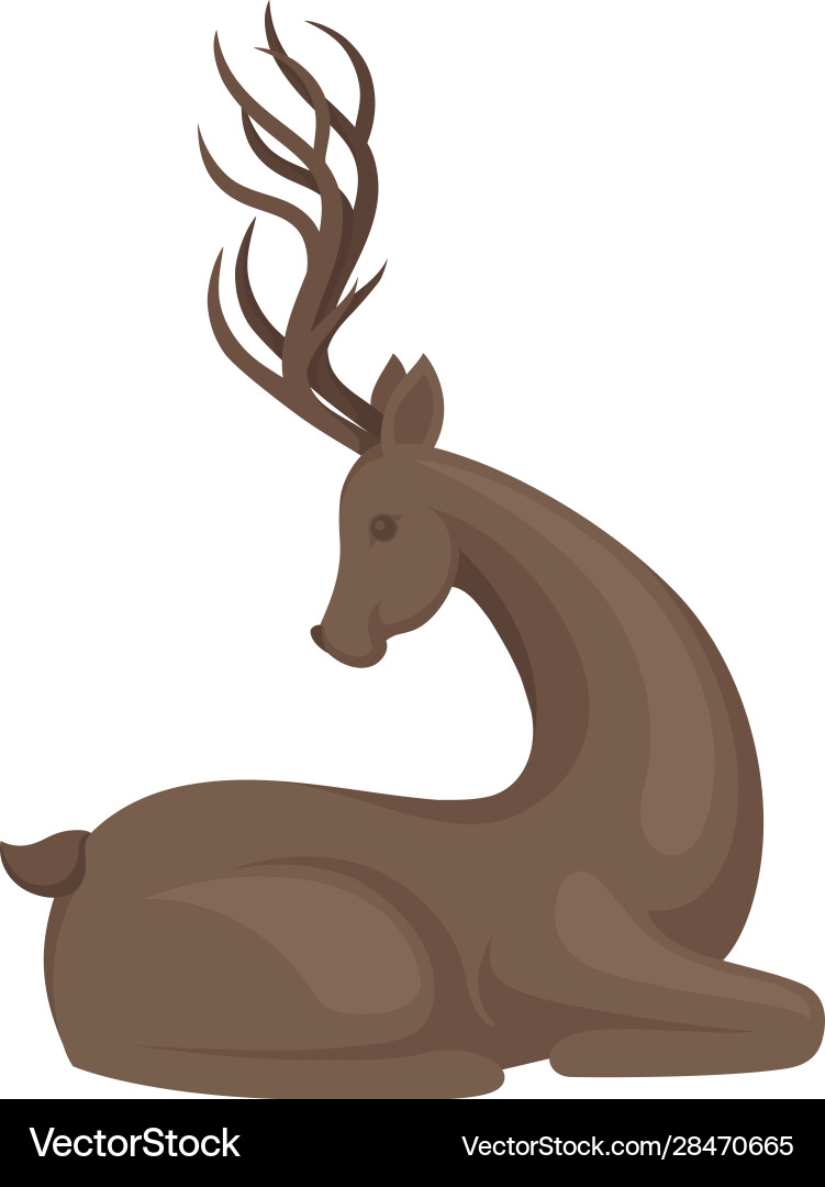 Forest graceful deer with antlers in sitting pose Vector Image