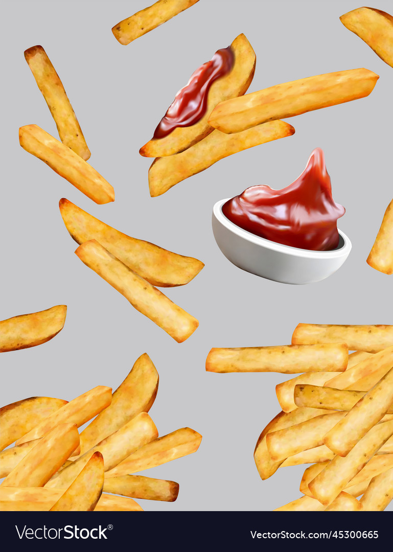French fries and ketchup sauce Royalty Free Vector Image