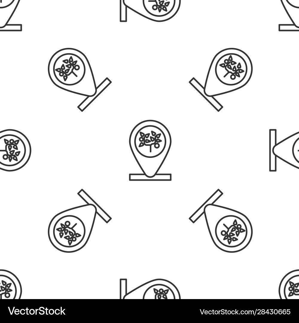 Grey line location and tree icon isolated seamless