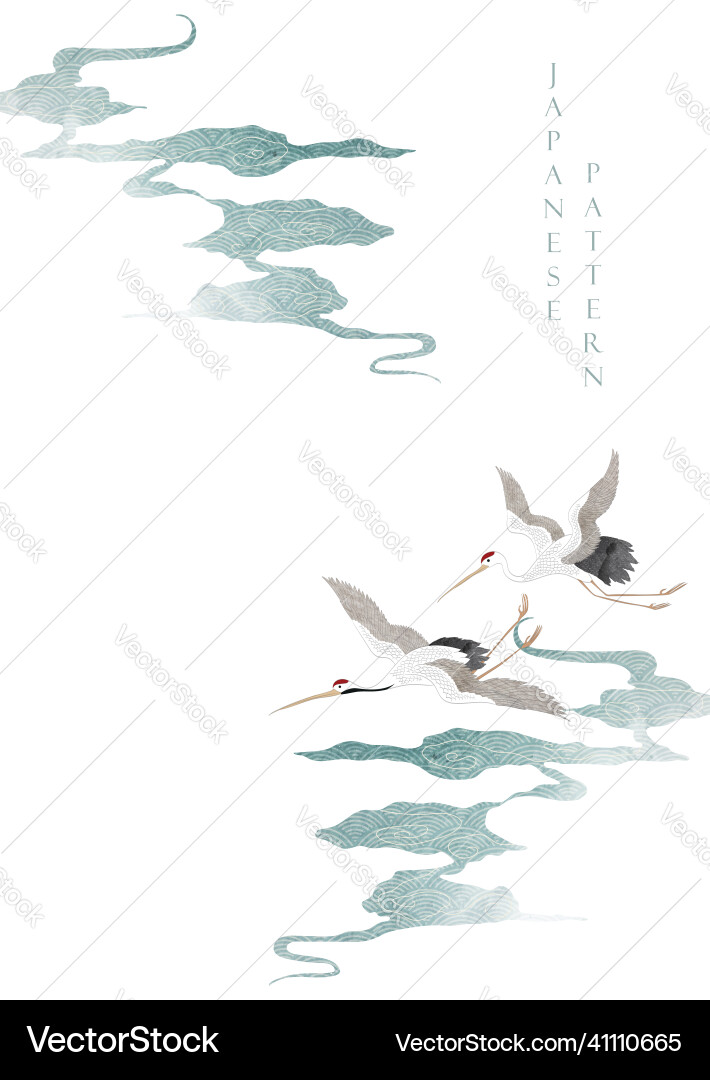 Japanese background with watercolor texture Vector Image