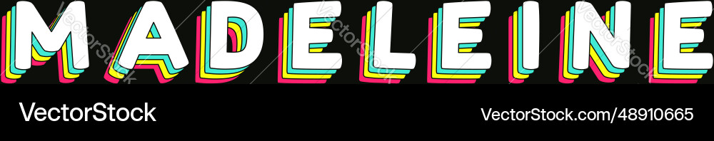 Madeleine - retro rainbow typography faded style Vector Image