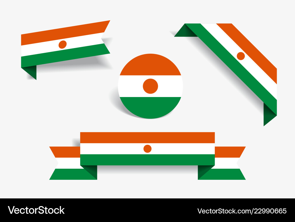 Niger flag stickers and labels Royalty Free Vector Image