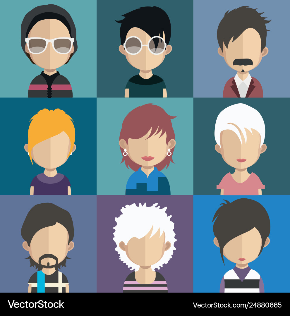 People avatars with colorful backgrounds Vector Image