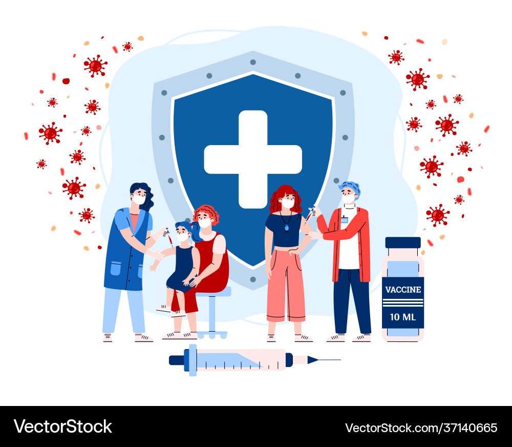 Population vaccination concept for immune cartoon Vector Image